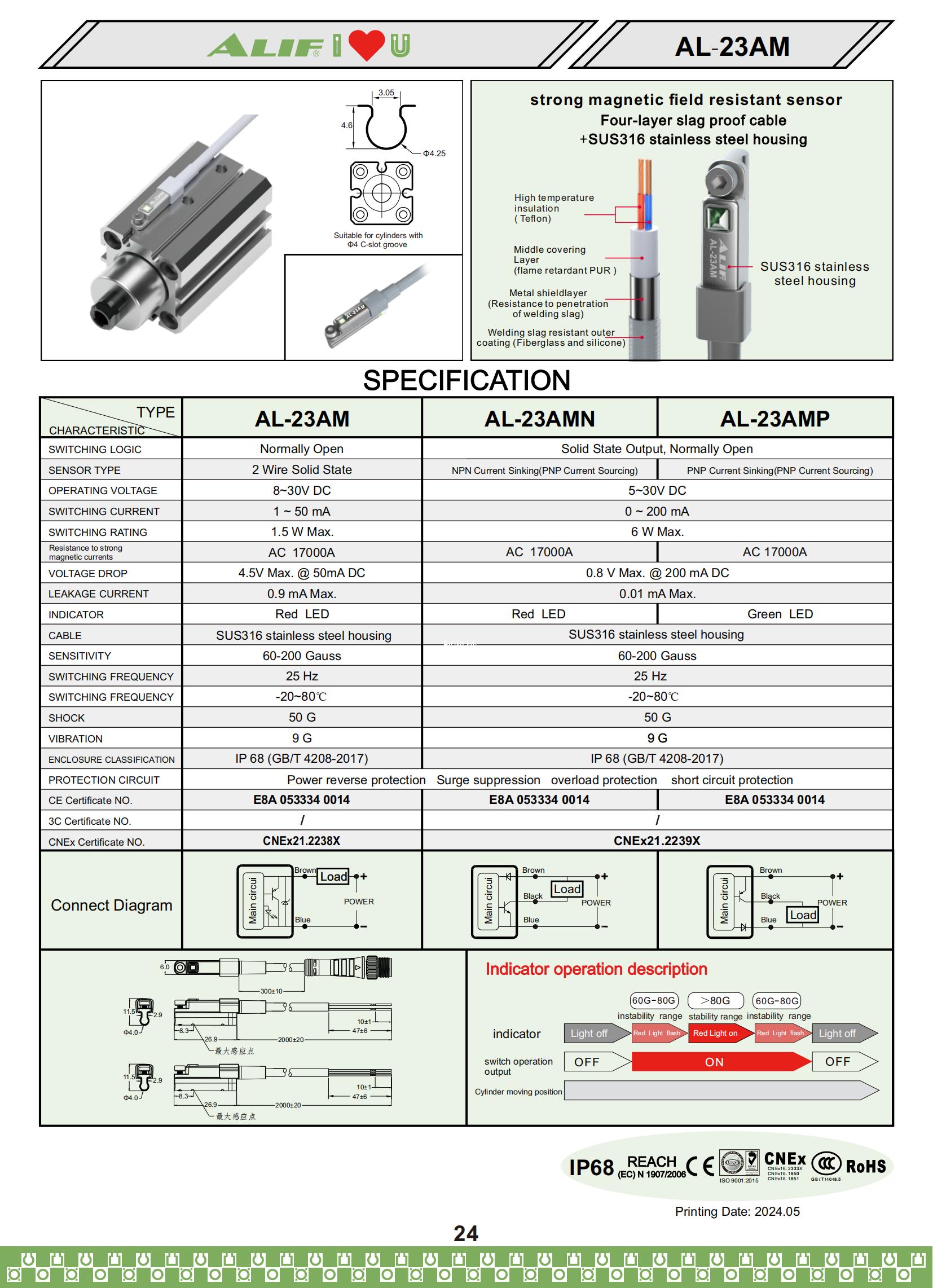 AL-23AM Magnetic Cylinder Sensor - ALIF TECH. CO., Ltd.
