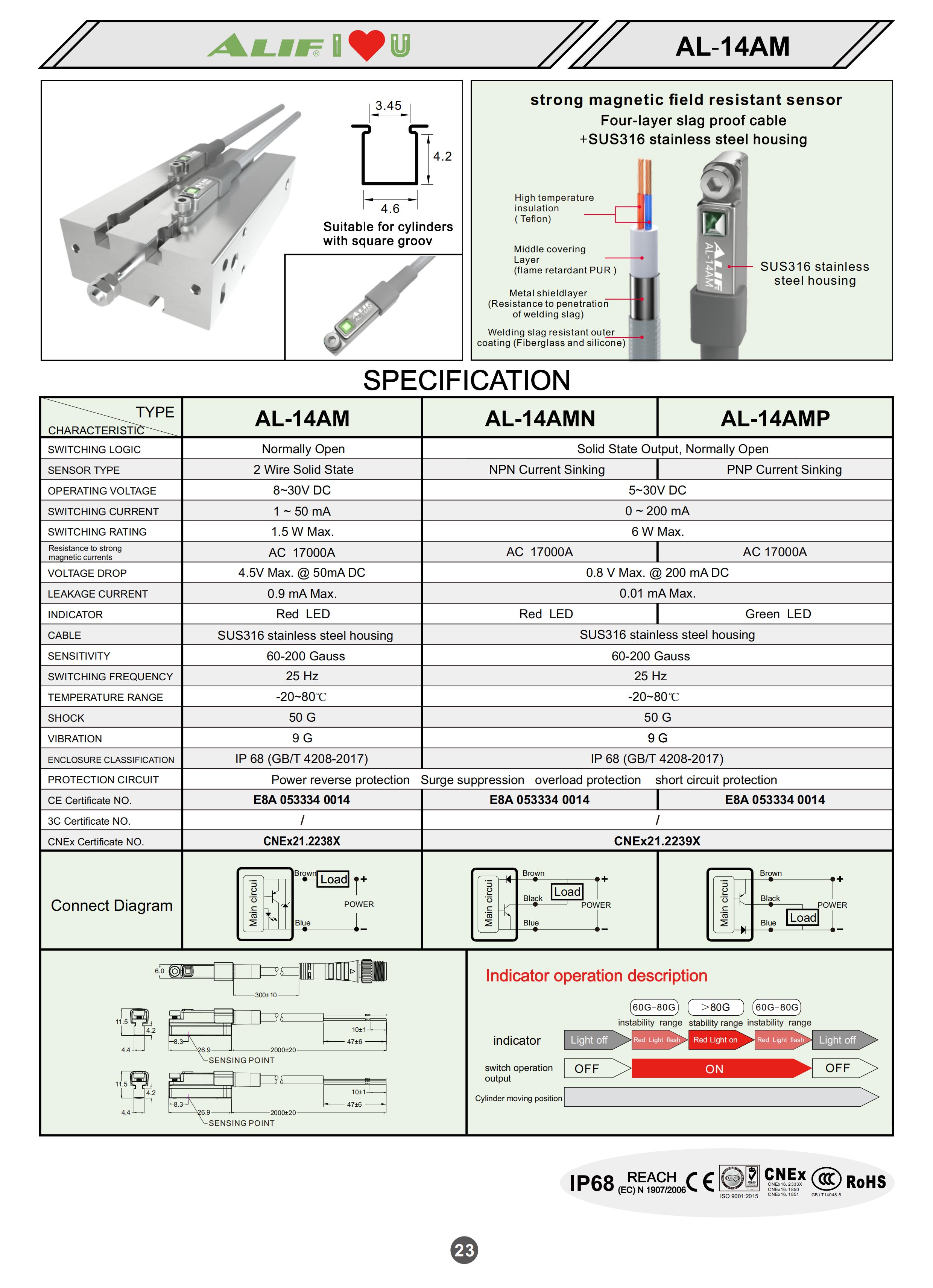 AL-14AM Magnetic Cylinder Sensor - ALIF TECH. CO., Ltd.